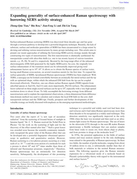 Pdf Expanding Generality Of Surface Enhanced Raman Spectroscopy With Borrowing Sers Activity