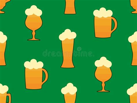 Beer Mug Seamless Pattern Beer With Foam In Glasses Of Various Shapes