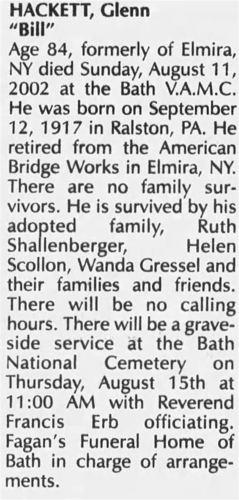 Glenn William Bill” Hackett 1917 2002 Find A Grave Memorial