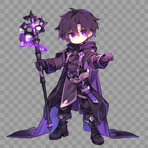 Premium Psd Psd Necromancer Cleric With A Black And Purple Robe Male