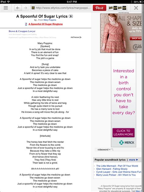 Spoonful Of Sugar Lyrics