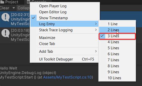 Unity Console Verstehen