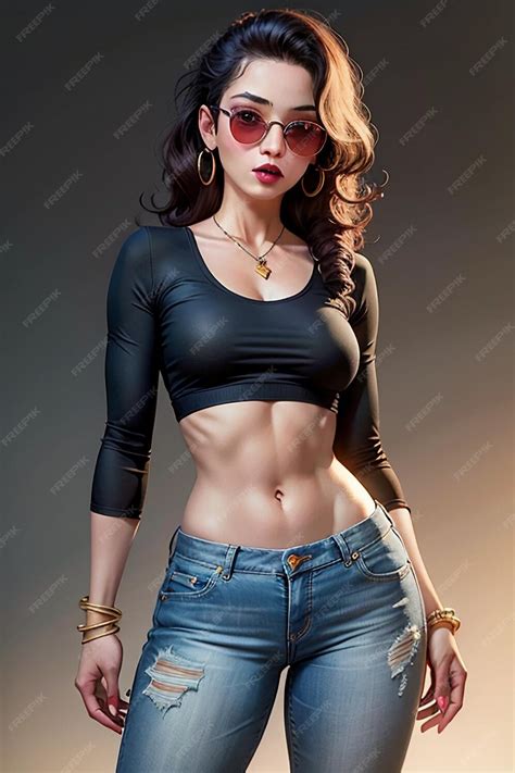 Premium Ai Image Sexy Flat Model Girl Wearing Brown Sunglasses And