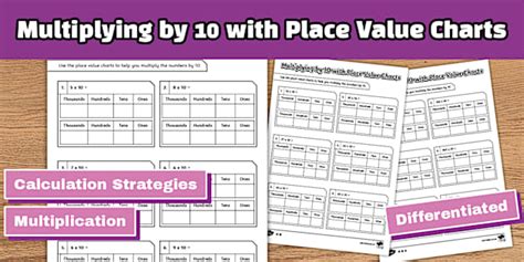 Multiplying By 10 With Place Value Charts Activity Sheets
