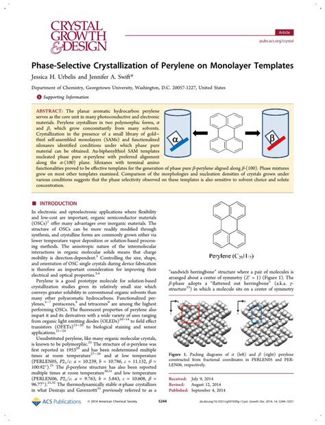 Pdf Phase Selective Crystallization Of Perylene On Monolayer