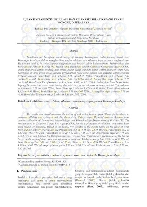 PDF UJI AKTIVITAS ENZIM SELULASE DAN XILANASE ISOLAT UJI AKTIVITAS ENZIM SELULASE DAN