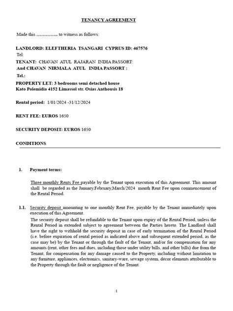 Tenancy Agreement Draft 4 Ynk Pdf Leasehold Estate Landlord