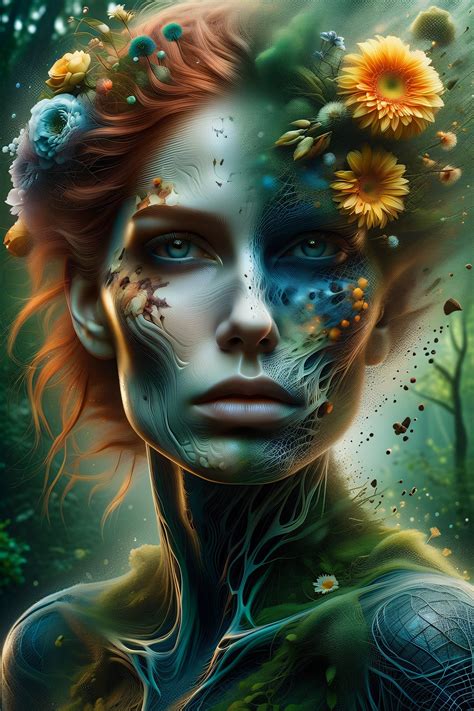 Natures Embrace Ethereal Forest Nymph Digital Art For Instant Download Etsy