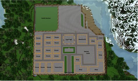 Minecraft Medieval Town Plan Simple Minecraft Town Layout Minecraft