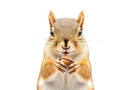 Cheeky Squirrel Holding A Nut With A Daring Expression Premium Ai