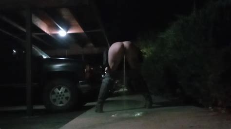 Pissing Desperate Gushing Piss In Parking Lot