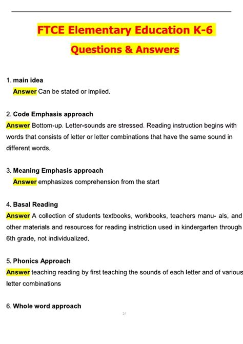 Ftce Elementary Education K 6 Actual 2025 Exam With Questions And