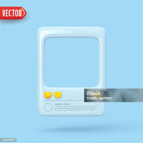 소셜 미디어 클린 빈 게시물 템플릿 소셜 네트워크의 블루 프레임 경계 사실적인 3d 디자인 장식 요소 광고 배너 및 포스터 벡터 일러스트 레이 션 0명에 대한 스톡 벡터