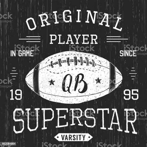 T셔츠 디자인 축구 쿼터 백 슈퍼스타 활판 인쇄 그래픽 벡터 일러스트 레이 션 T 셔츠에 대한 스톡 벡터 아트 및 기타 이미지