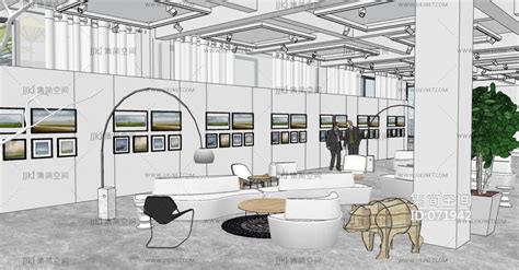 现代摄影展厅su草图模型下载 【集简空间】「每日更新」