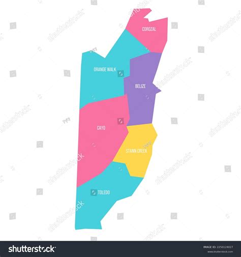 Belize Political Map Administrative Divisions Districts Stock Vector