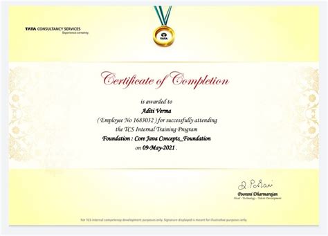 Aditi Verma On Linkedin Corejava Learningeveryday Certificateofcompletion Tcser Tcsion