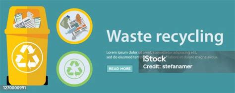 재활용 쓰레기통 벡터 일러스트레이션 폐기물 유형 분리 재활용 벡터 일러스트레이션 유기 배터리 금속 플라스틱 종이 유리 전자 폐기물 전구 개념에 대한 스톡 벡터 아트 및 기타