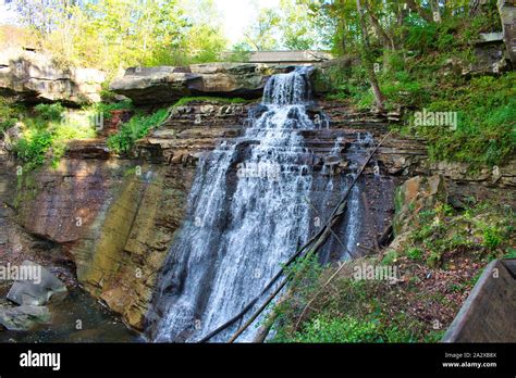 Brandywine Falls At Cuyahoga Valley National Park Blue Water Rushing