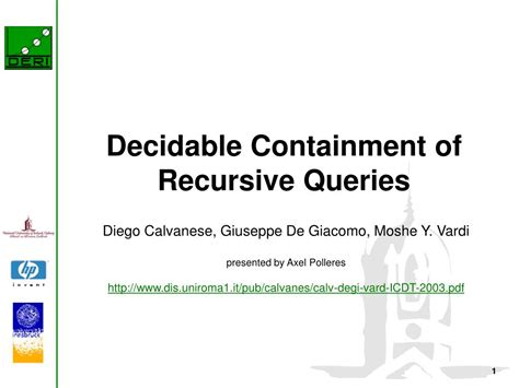 Ppt Decidable Containment Of Recursive Queries Powerpoint Presentation Id 242377