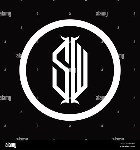 Ws Logo Monogram Letter With Hexagon Horn Shape Design Template Stock