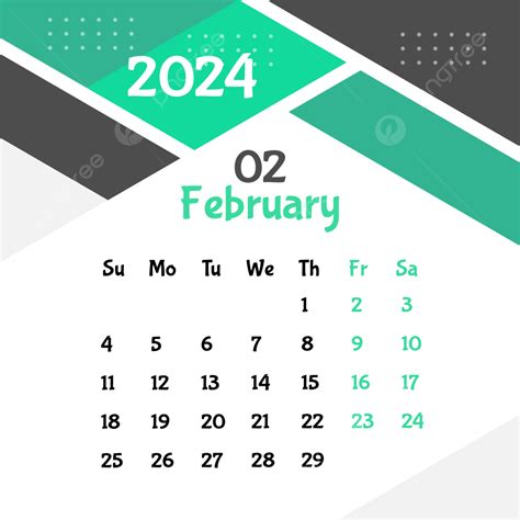 February 2024 Calendar Design Template Vector February 2024 February
