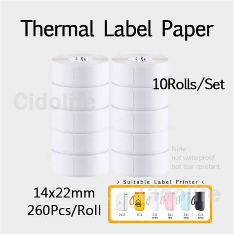 10rolls Niimbot D11 D110 Thermal Printer Refill Label Sticker Paper White Label Paper Shopee