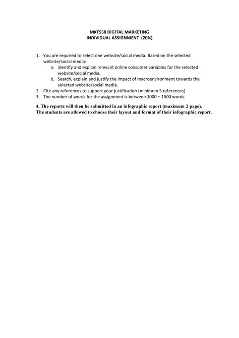 Assignment 1 Individual Assignment Mkt558 Digital Marketing Individual Assignment 20 You