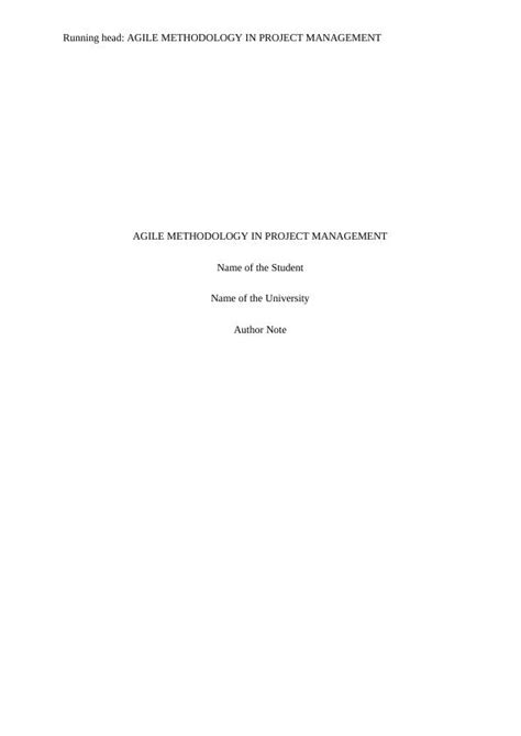 Agile Methodology In Project Management