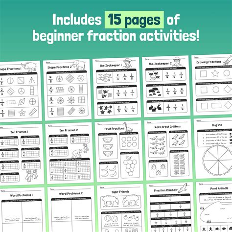 Simple Fractions For Beginners No Prep Math Activity Fractions Worksheet Pack Teaching