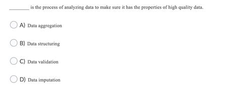 Solved Standardizing Data Involves All Of The Following