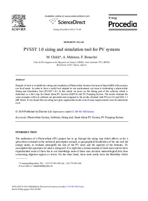 pdf pvsst 1 0 sizing and simulation tool for pv systems