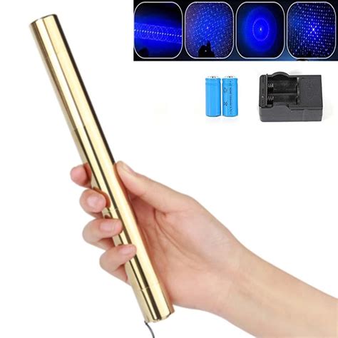 Blue Laser Pointer Pure Copper Adjustable Focus Star Shape Light Laser