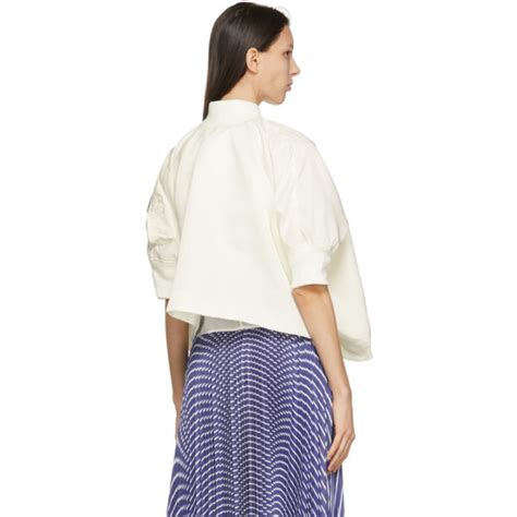 Sacai Off White Short Sleeve Bomber Jacket Sacai