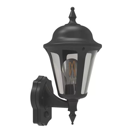 4lite Outdoor Ip65 Wall Lantern With Pir Sensor Black Screwfix