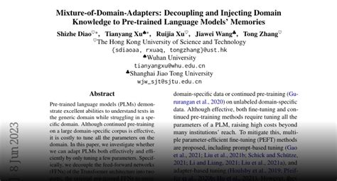 Paper Page Mixture Of Domain Adapters Decoupling And Injecting