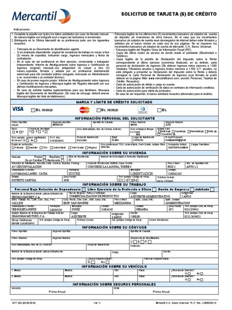Bct 004 Solicitud De Tarjetas De Credito Pdf
