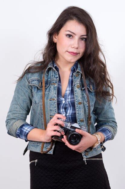 Girl With Camera Premium Photo