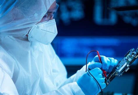 Microelectronics Engineer Works In A Modern Scientific Laboratory On
