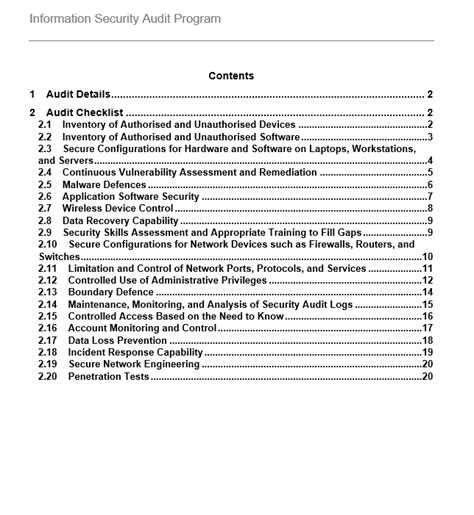 Audit Program For Information Security Grcready