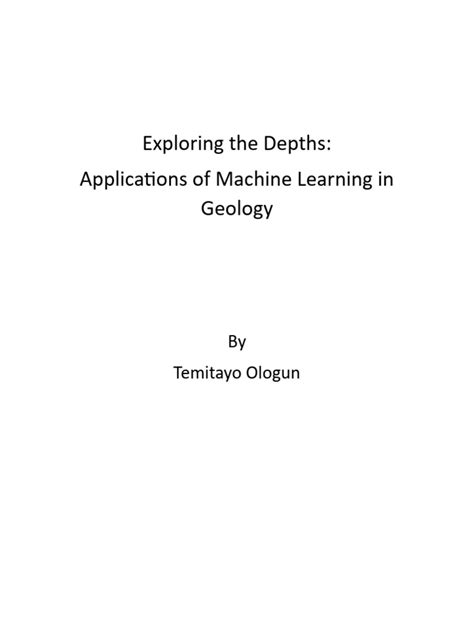 Applications Of Machine Learning In Geology Pdf Geology Machine