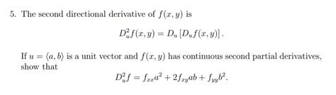 solved 5 the second directional derivative of f x y is d