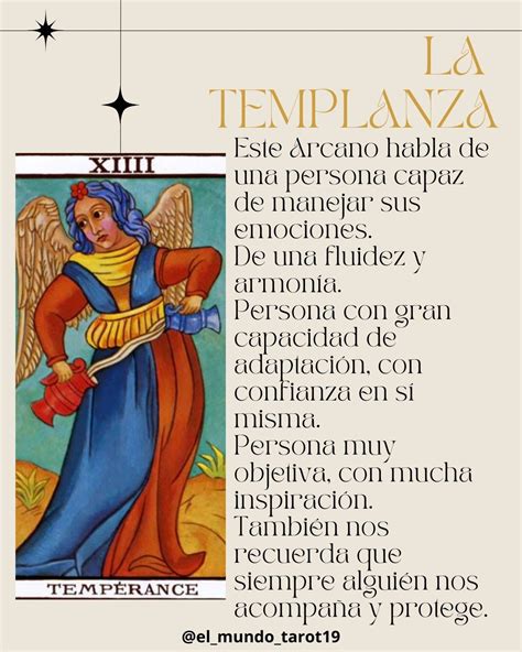 La Templanza Lectura De Tarot Tarot Significado Tarot Marsella