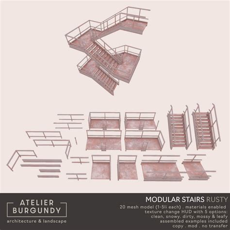 Second Life Marketplace Modular Stairs Rusty