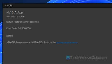 Nvidia Installer Cannot Continue Error Code 0xe6000000