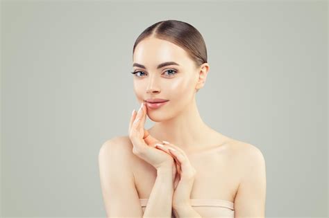 Premium Photo Young Pretty Female Face Cute Woman With Clear Skin