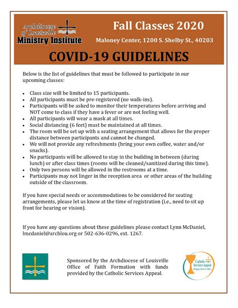 Fall Classes 2020 Formed In Faith