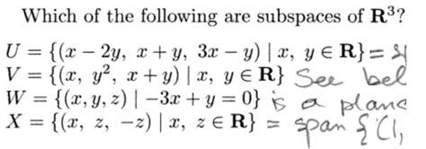 [answered] which of the following are subspaces of r u x 2y x y 3x y x