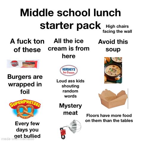Middle School Lunch Starter Pack Rstarterpacks Starter Packs