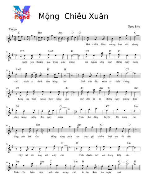 Mộng Chiều Xuân Sheet Music For Piano Solo